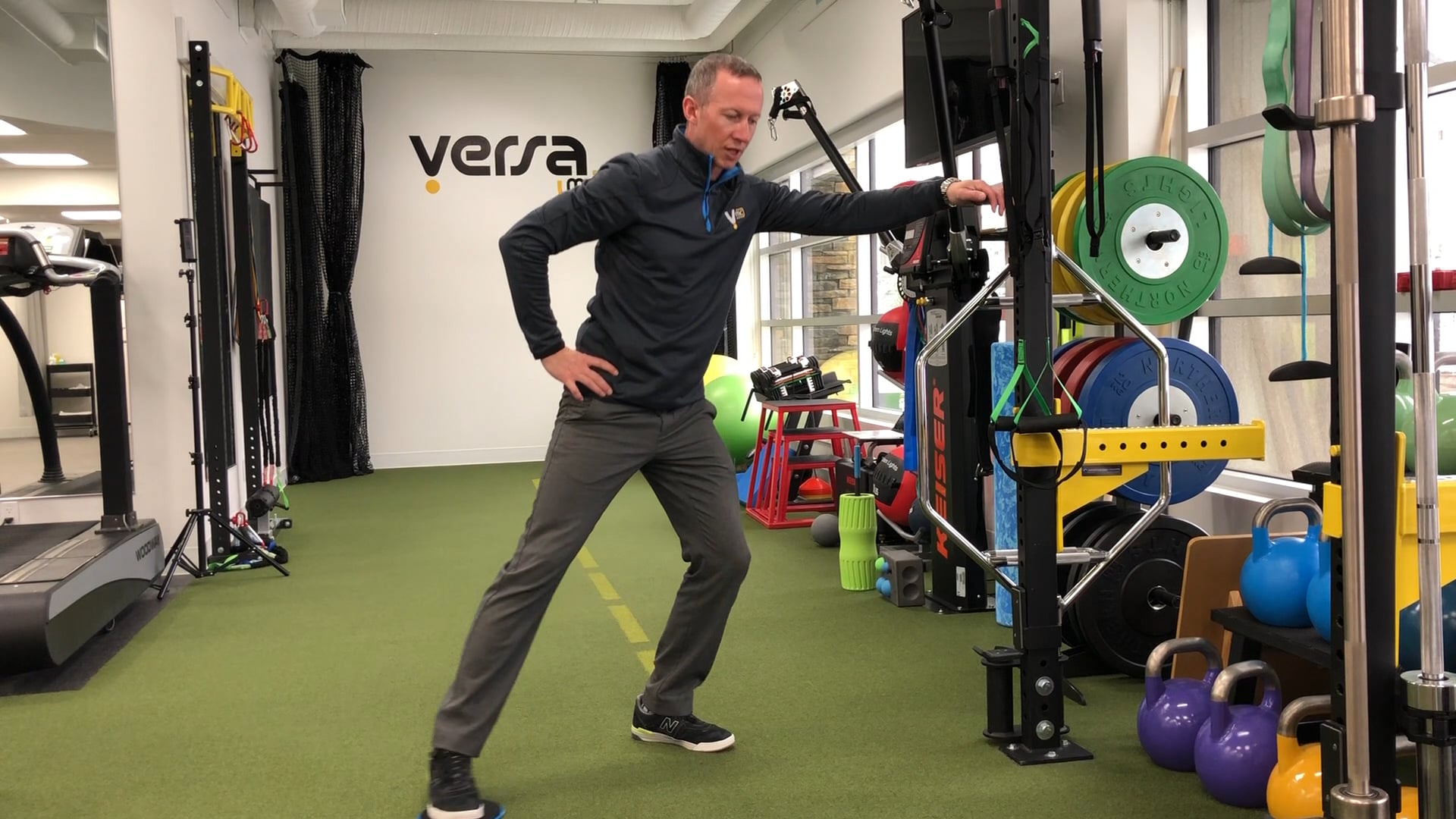 Standing hip abd/adduction with slider on Vimeo