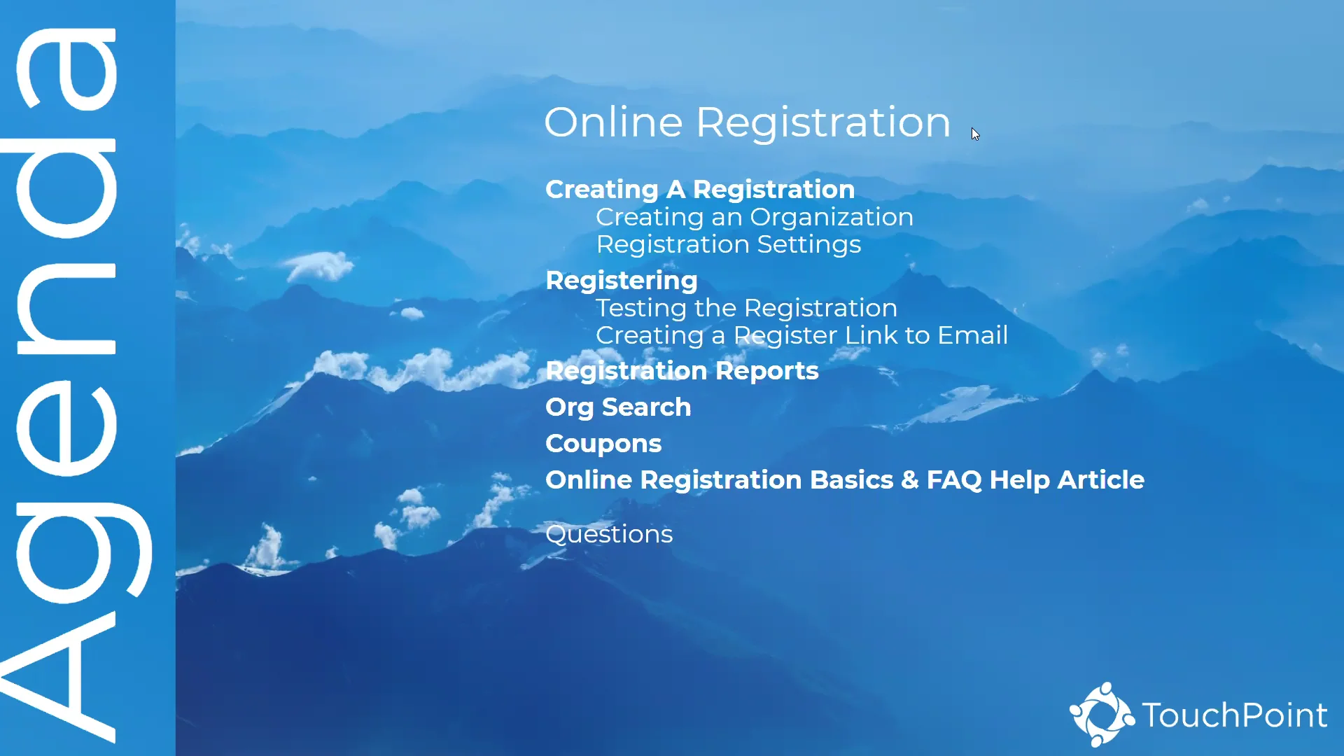 TouchPoint Training Videos - TouchPoint 501 - Online Registration 501 on Vimeo