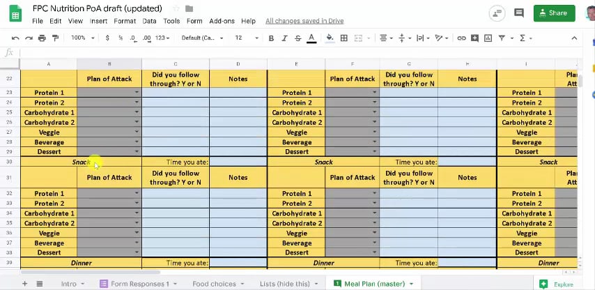 FPC Nutrition Coaching Program - Spreadsheet Tutorial on Vimeo