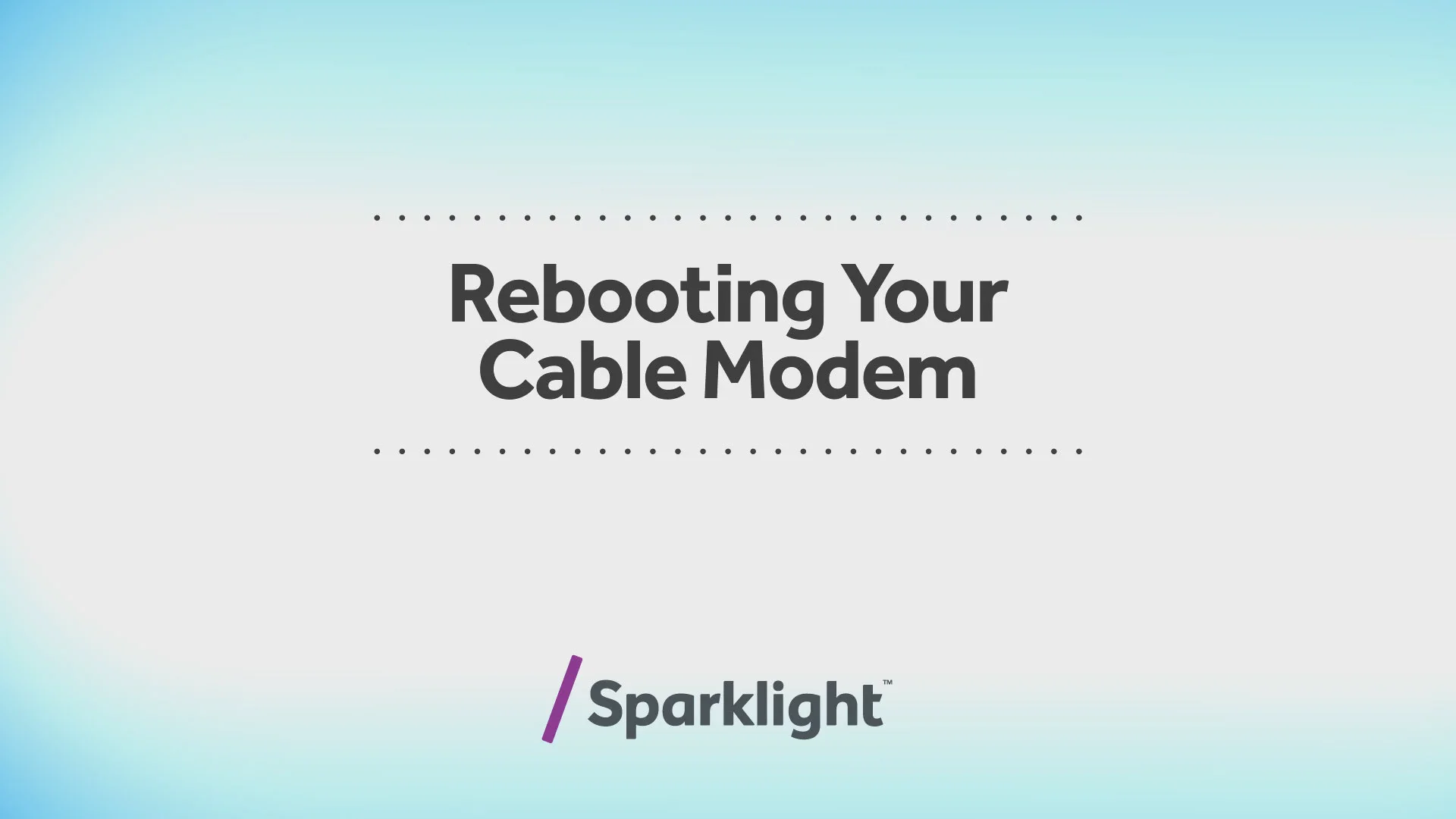 Sparklight Tutorials - 5225 Tutorial Reboot Modem on Vimeo