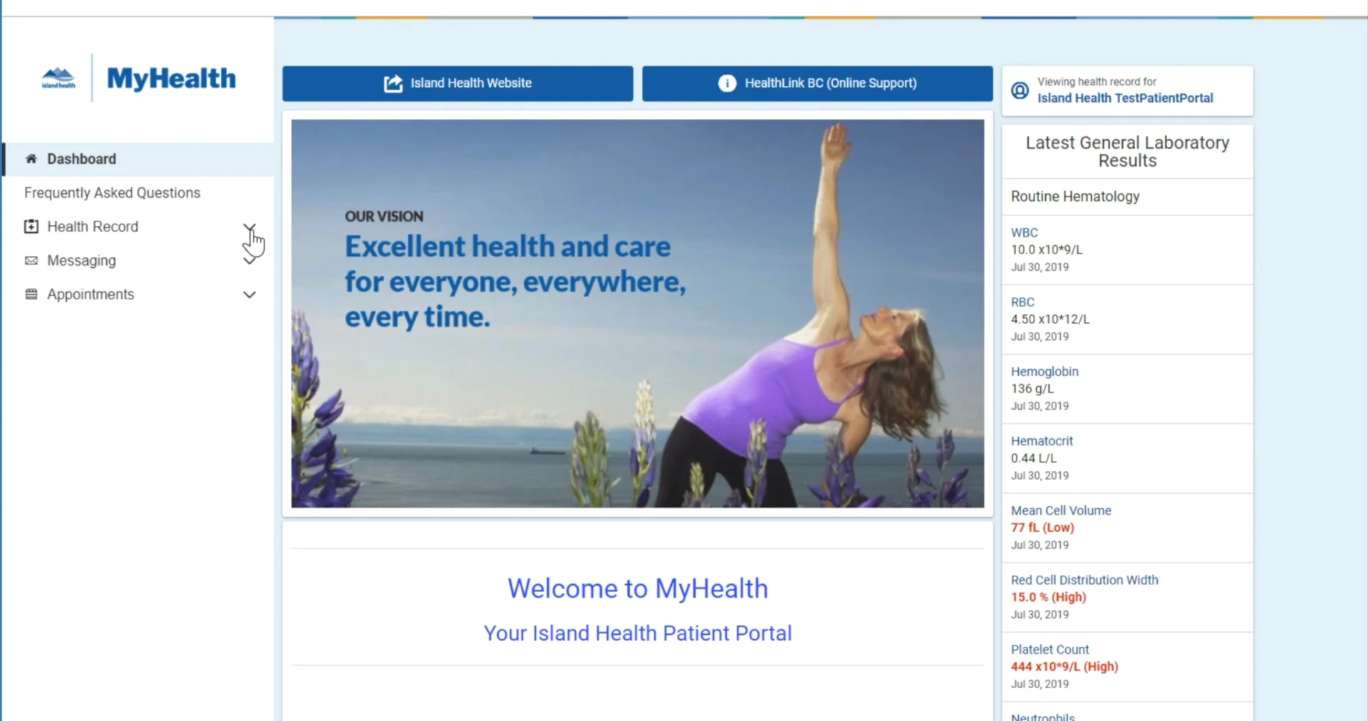Navigating your MyHealth account