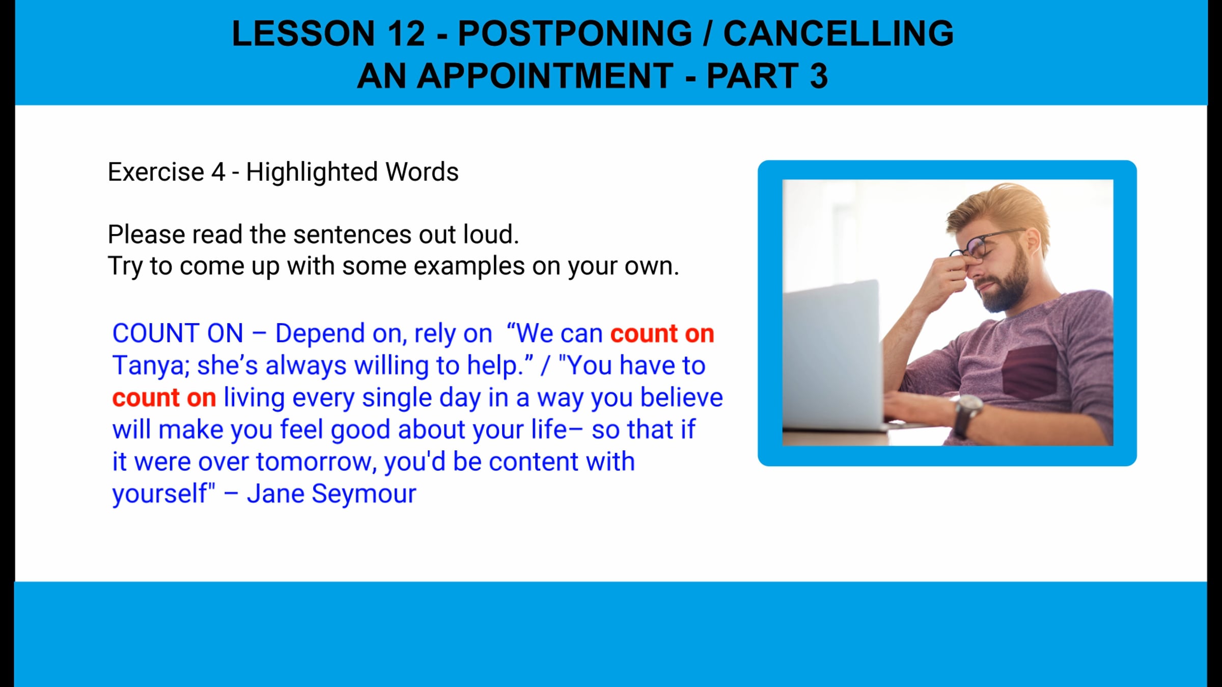 LESSON 12 - POSTPONING AN APPOINTMENT - PART 3-V2