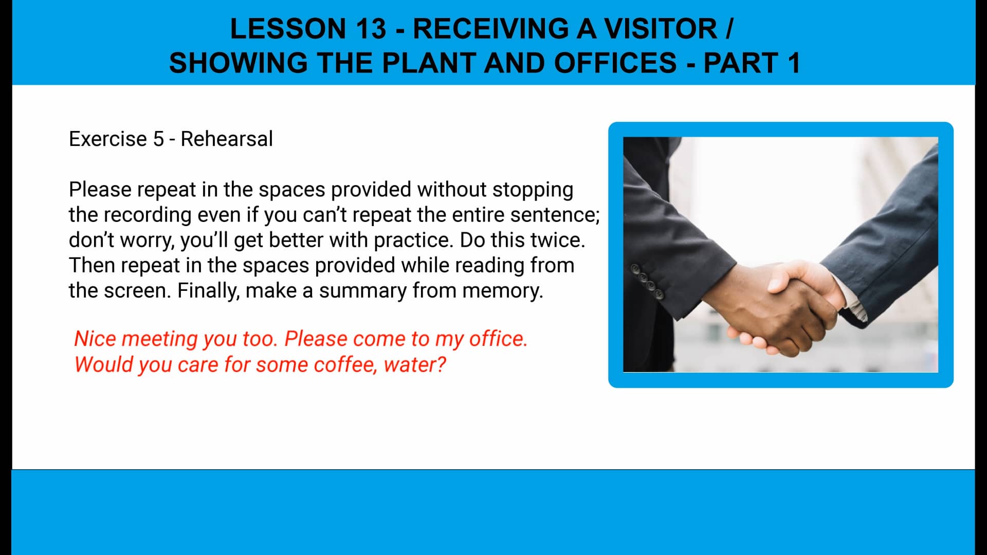 LESSON 13 - RECEIVING A VISITOR - PART 1-v2 on Vimeo