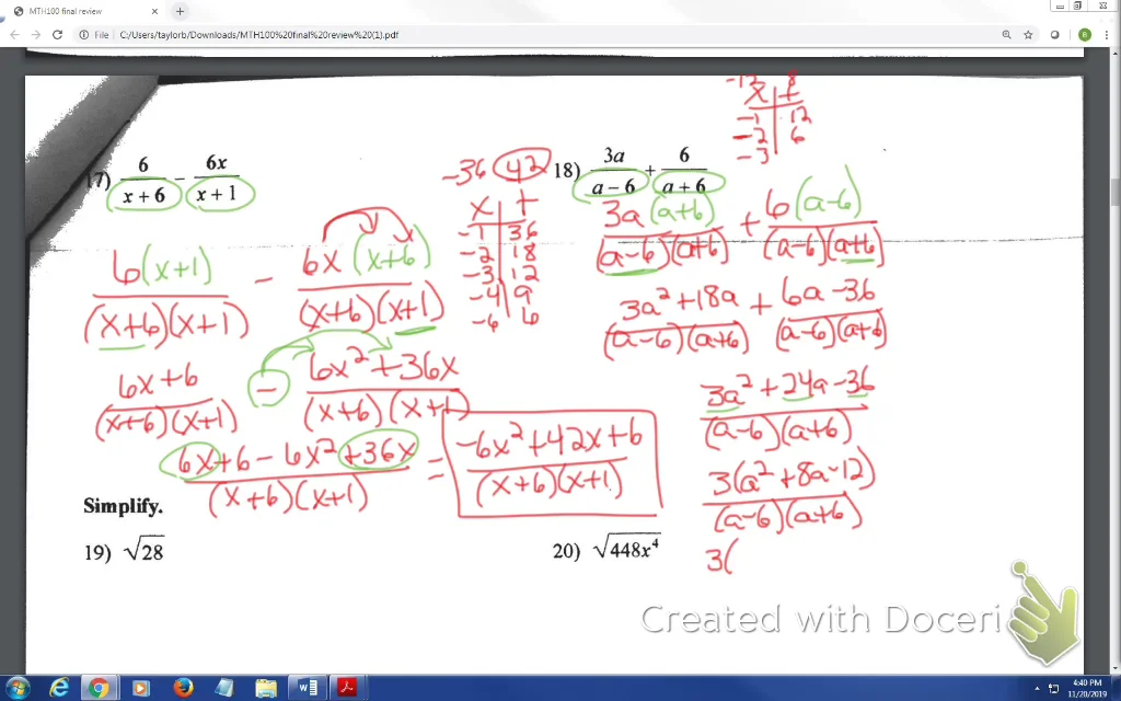 Taylor MTH Final Review 17-18 on Vimeo