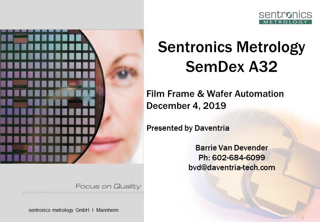 Sentronics Metrology SemDex A32 with Film Frame and Wafer Automation on ...