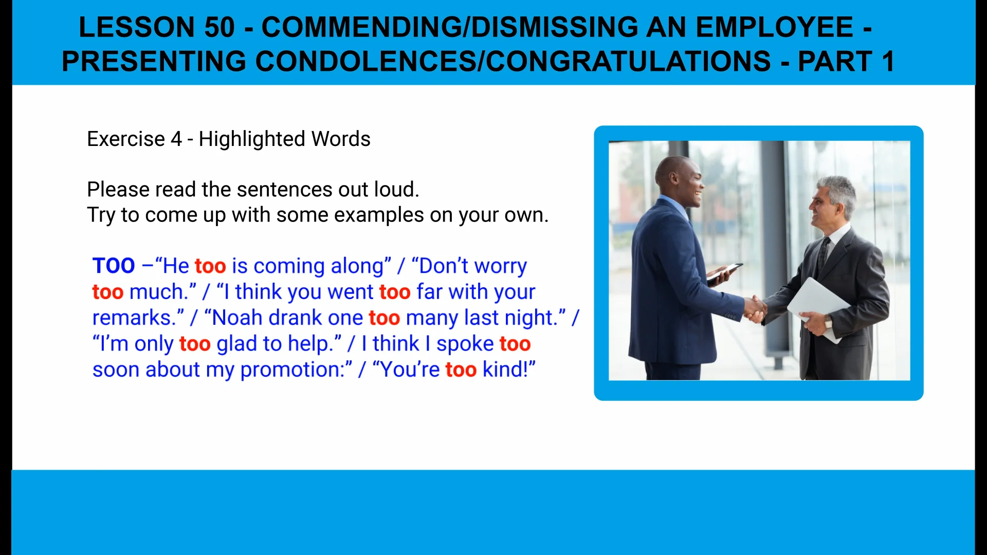 LESSON 50 - COMMENDING OR DISMISSING AN EMPLOYEE - PART 1-v2
