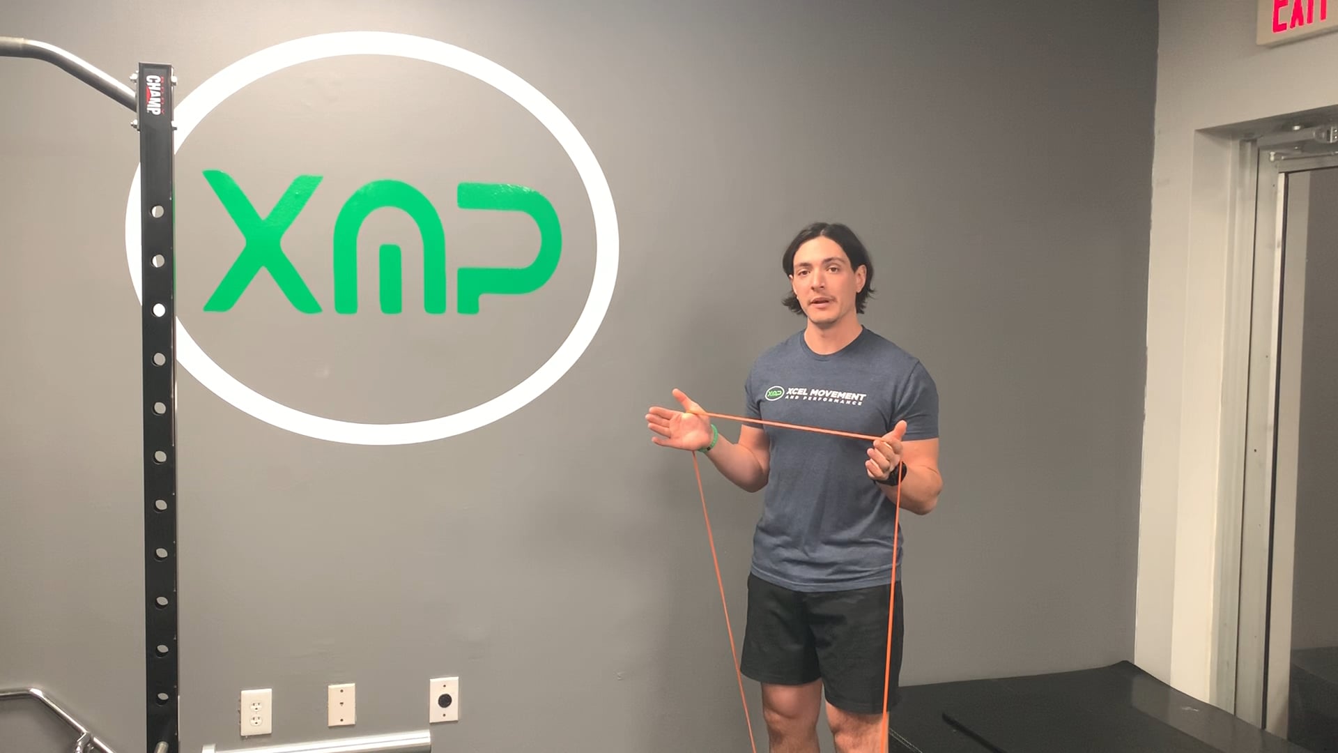 Standing Band Resisted Wall Press on Vimeo