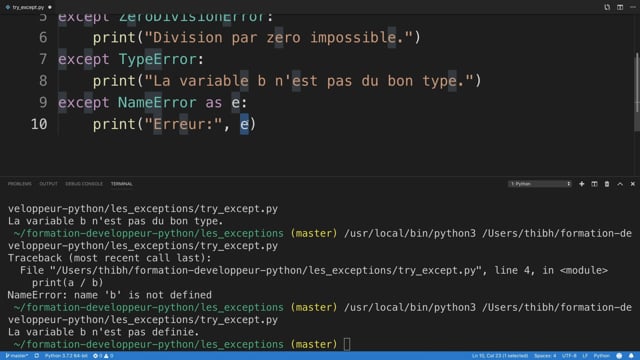 La gestion d'erreurs