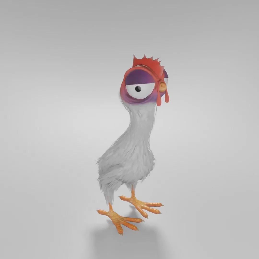 Stylized Chicken Character 3D Model