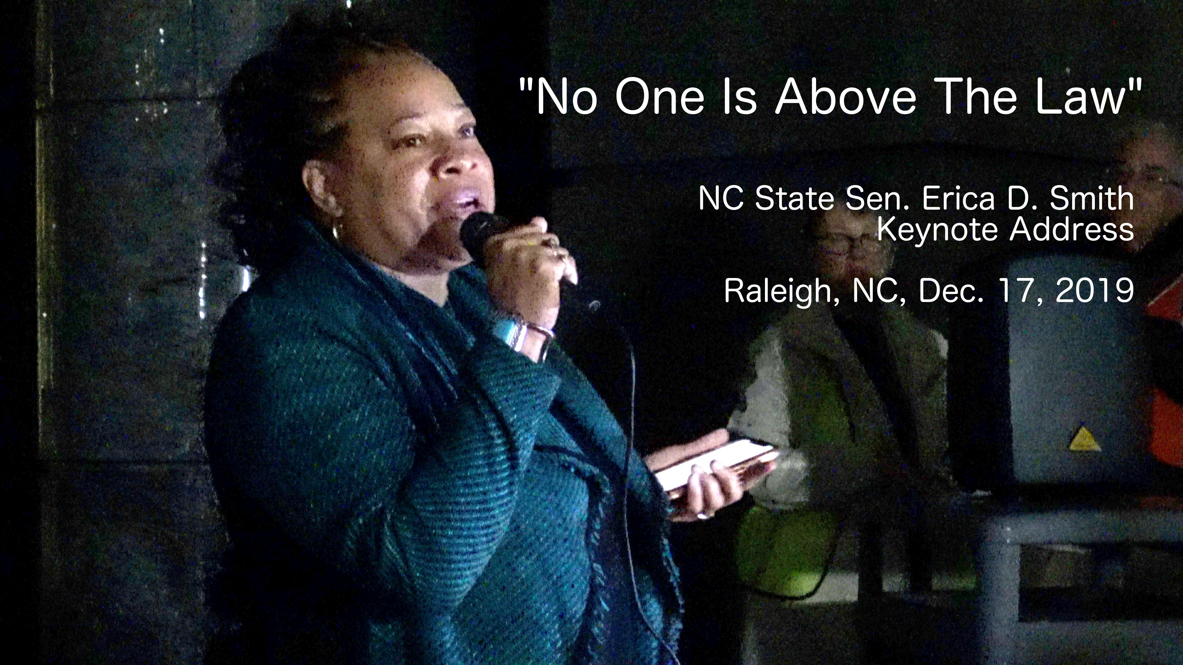 NC State Sen. Erica Smith: "No One Is Above The Law" on Vimeo