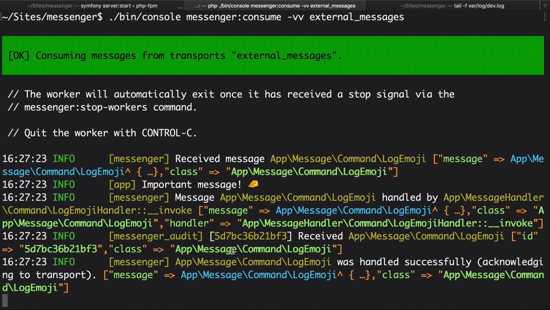 Custom Transport Serializer > Messenger! Queue work for Later | SymfonyCasts
