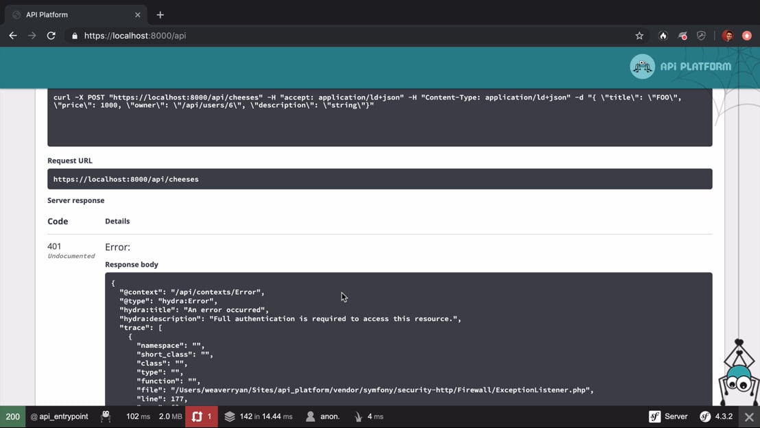Apiresource Access Control Api Platform Part 2 Security Symfonycasts