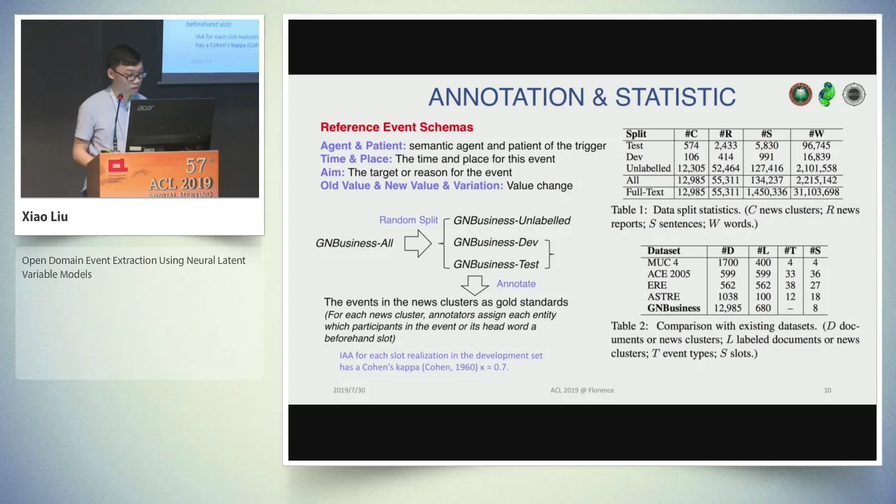 Open Domain Event Extraction Using Neural Latent Variable Models on Vimeo