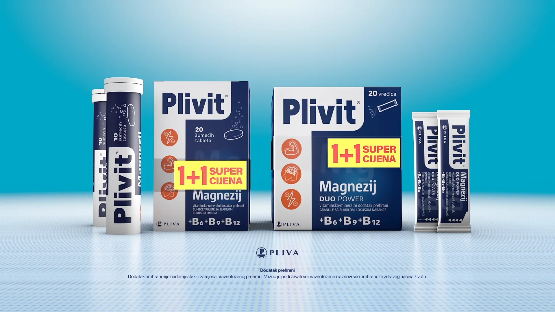 PLIVA Plivit Magnezij Duo Power + Effervescent Tablets 1+1 Super Price ...