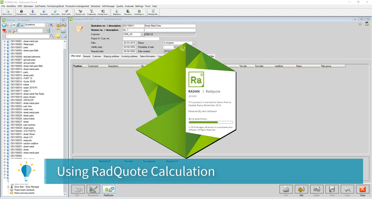 Interface RadQuote WORKPLAN on Vimeo