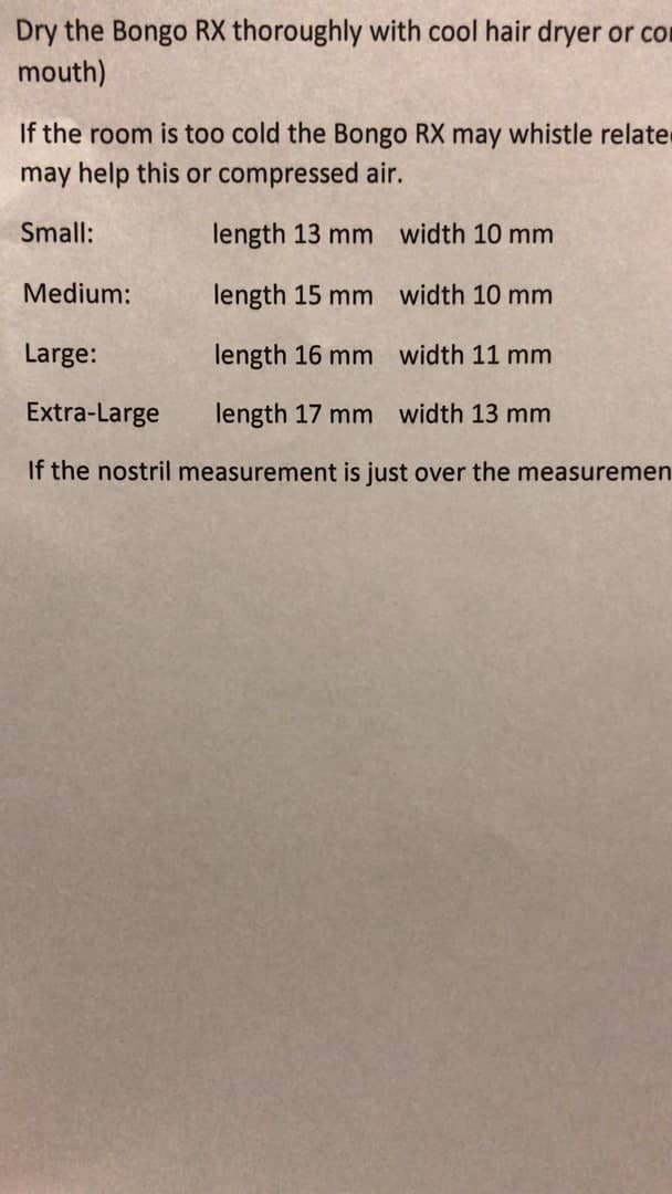 Bongo RX sizing measurements on Vimeo