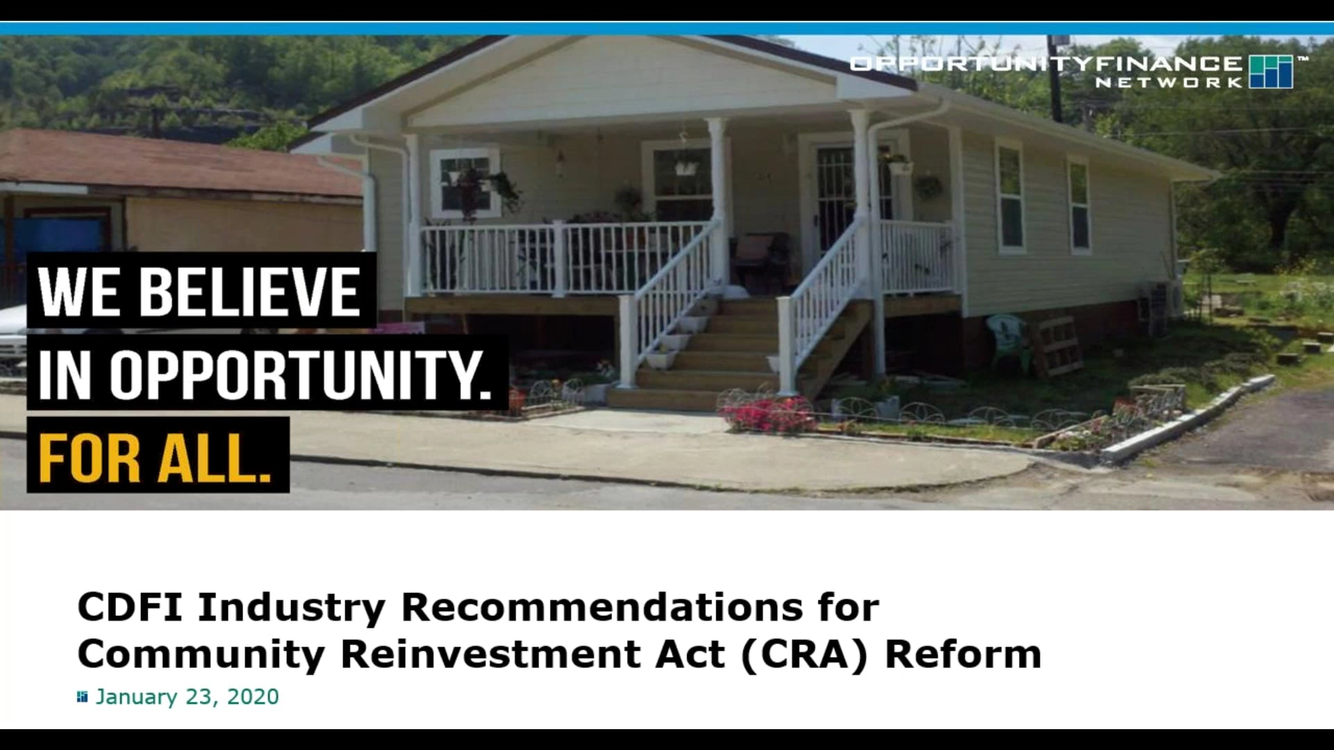CDFI Industry Recommendations for CRA Reform on Vimeo