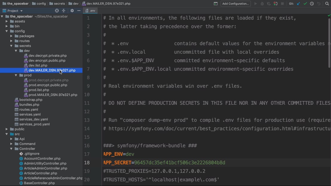 Overriding Secrets Locally Local Vault Upgrading And Whats New In Symfony 5 Symfonycasts