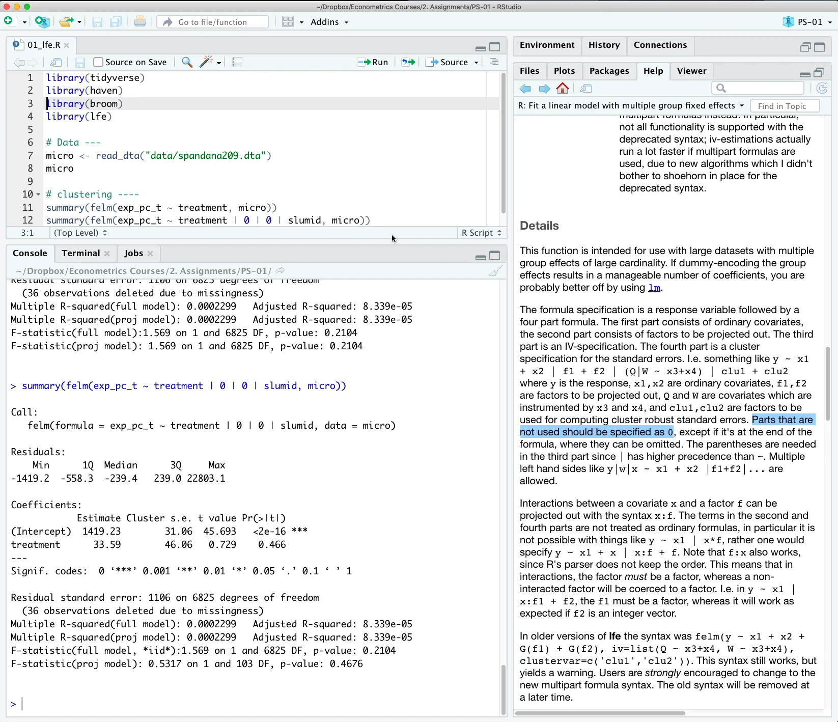 Fixed effects and clustered standard errors with felm (2 of 2) on Vimeo
