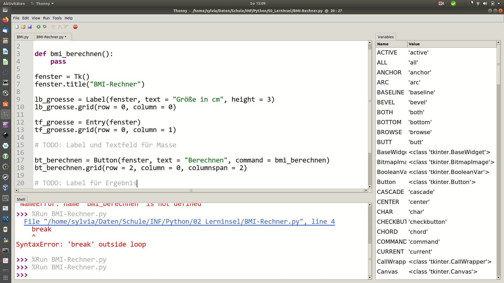BMI-Rechner 2: Programmierung der GUI-Elemente on Vimeo