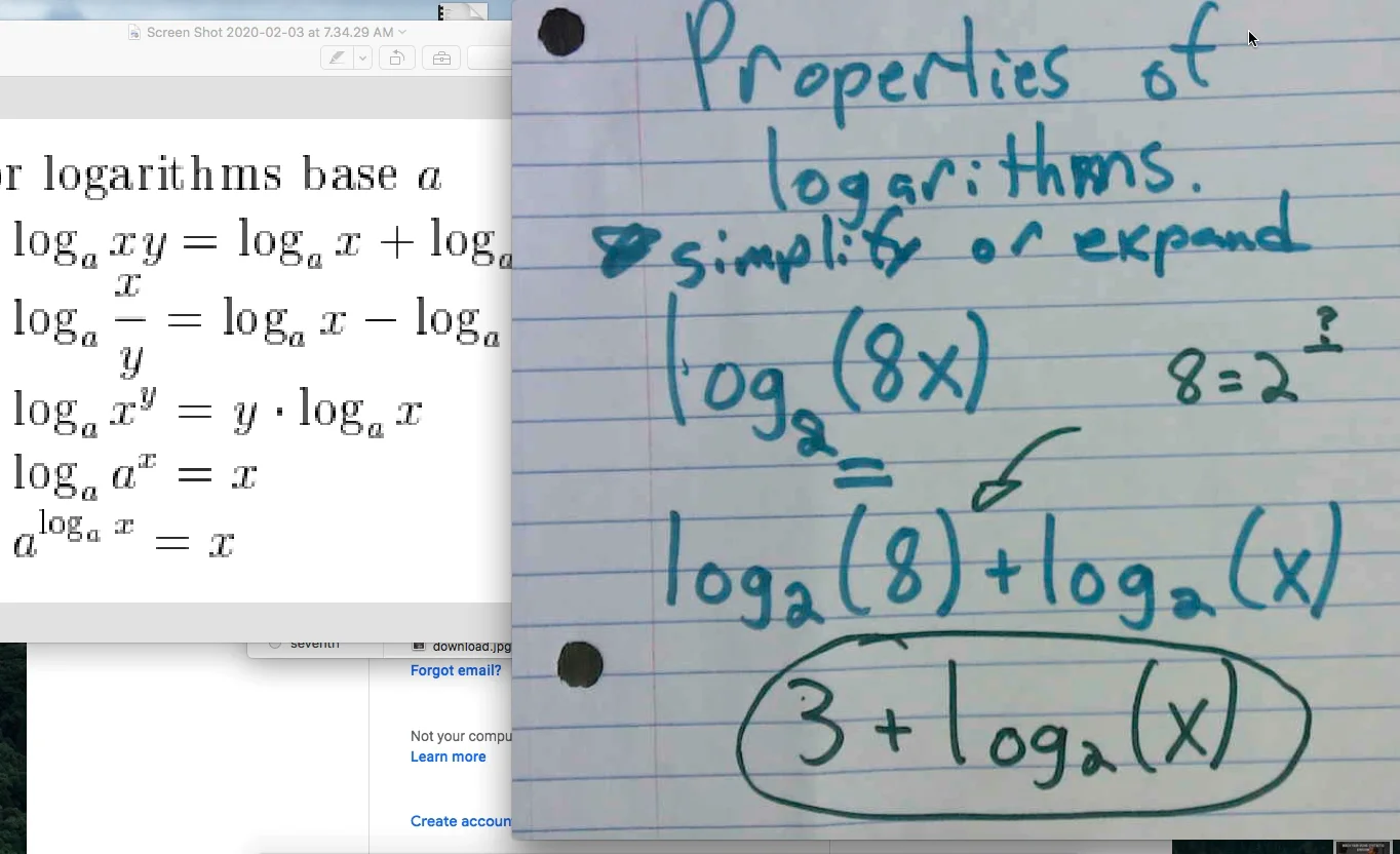 Pre-Calculus 3.3 Properties of Logs on Vimeo