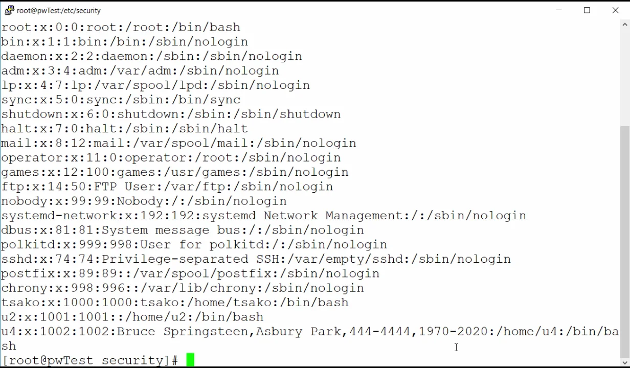 Linux Administration - Checking passwords to ensure information in ...