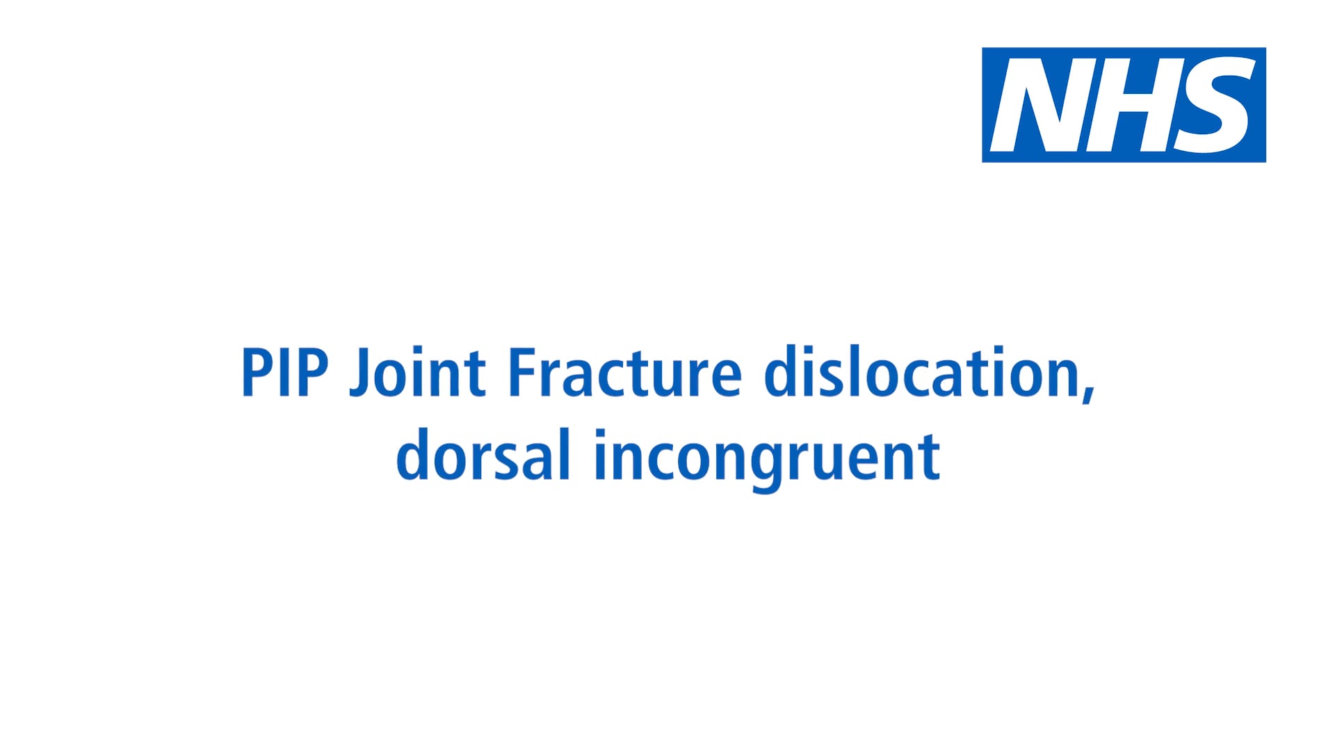 PIP Joint Fracture dislocation, dorsal incongruent on Vimeo