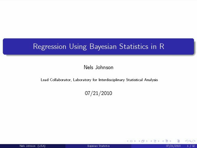 LISA Short Course: Regression Using Bayesian Statistics in R on Vimeo
