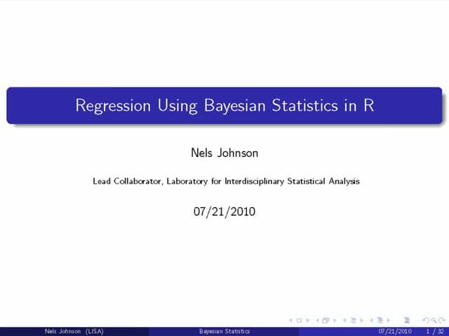 LISA Short Course: Regression Using Bayesian Statistics in R on Vimeo