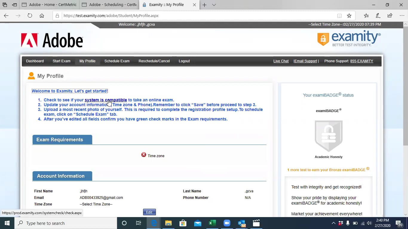 Adobe: Completing Your Examity Profile on Vimeo