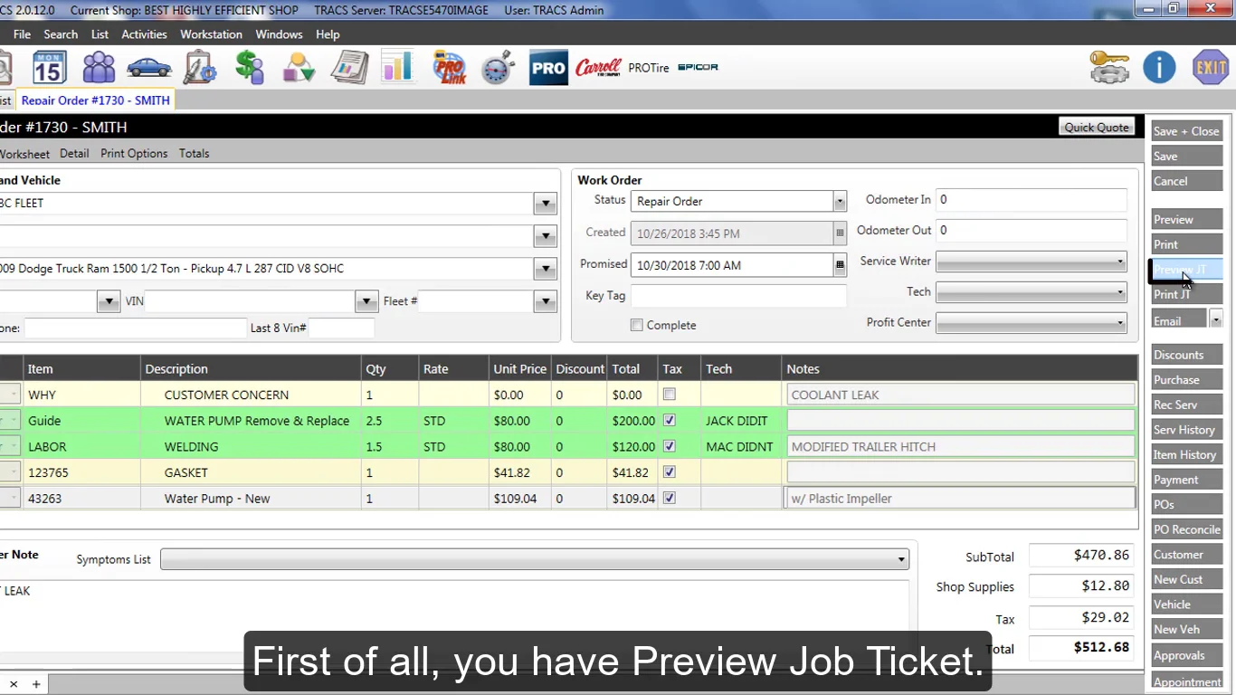 Previewing And Printing Job Tickets