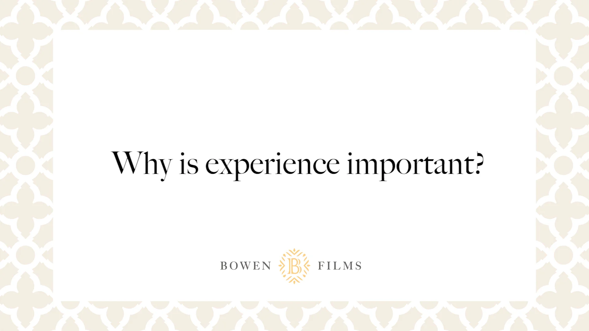Why is experience important? on Vimeo