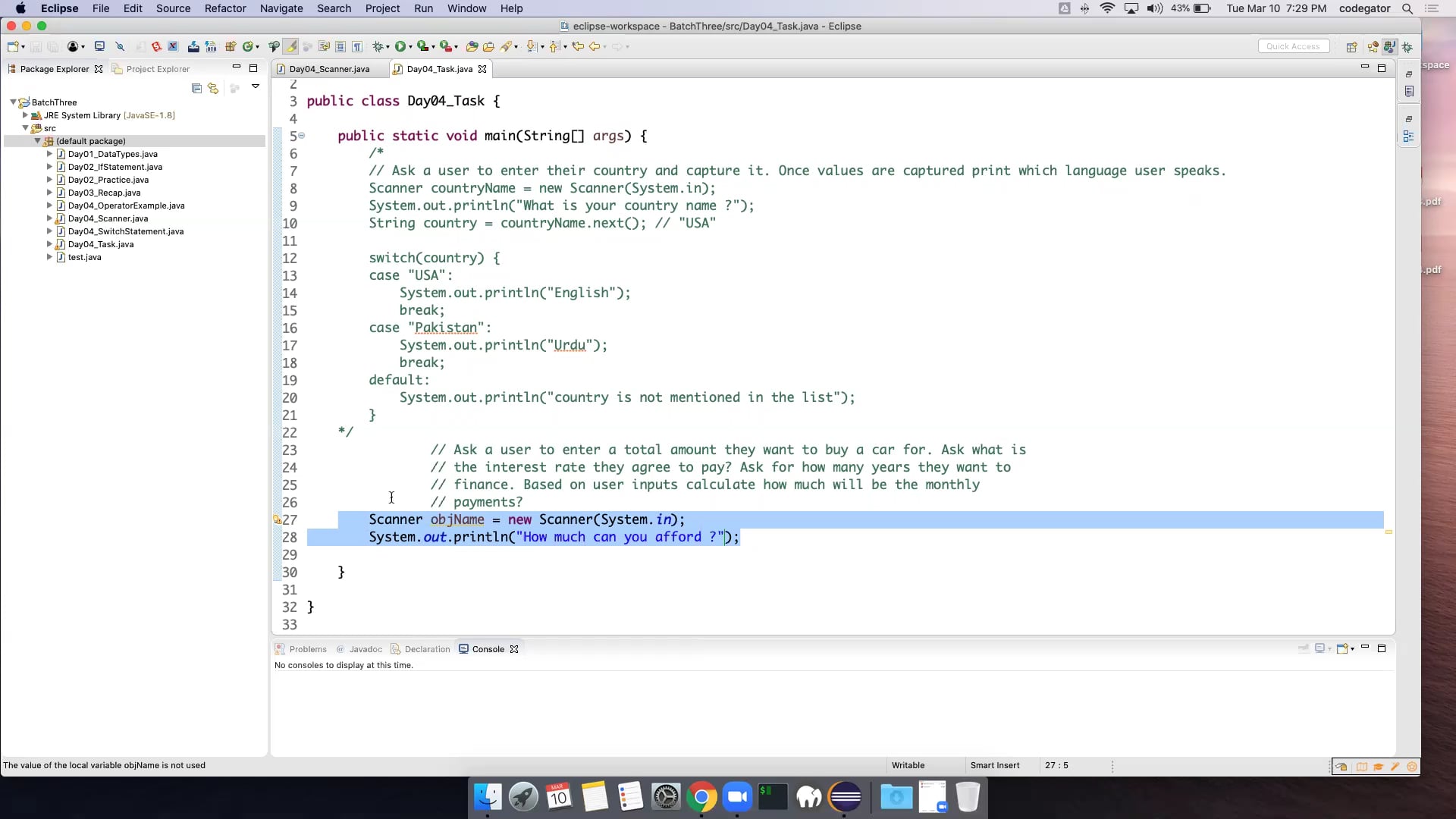 java day 05 recording on Vimeo