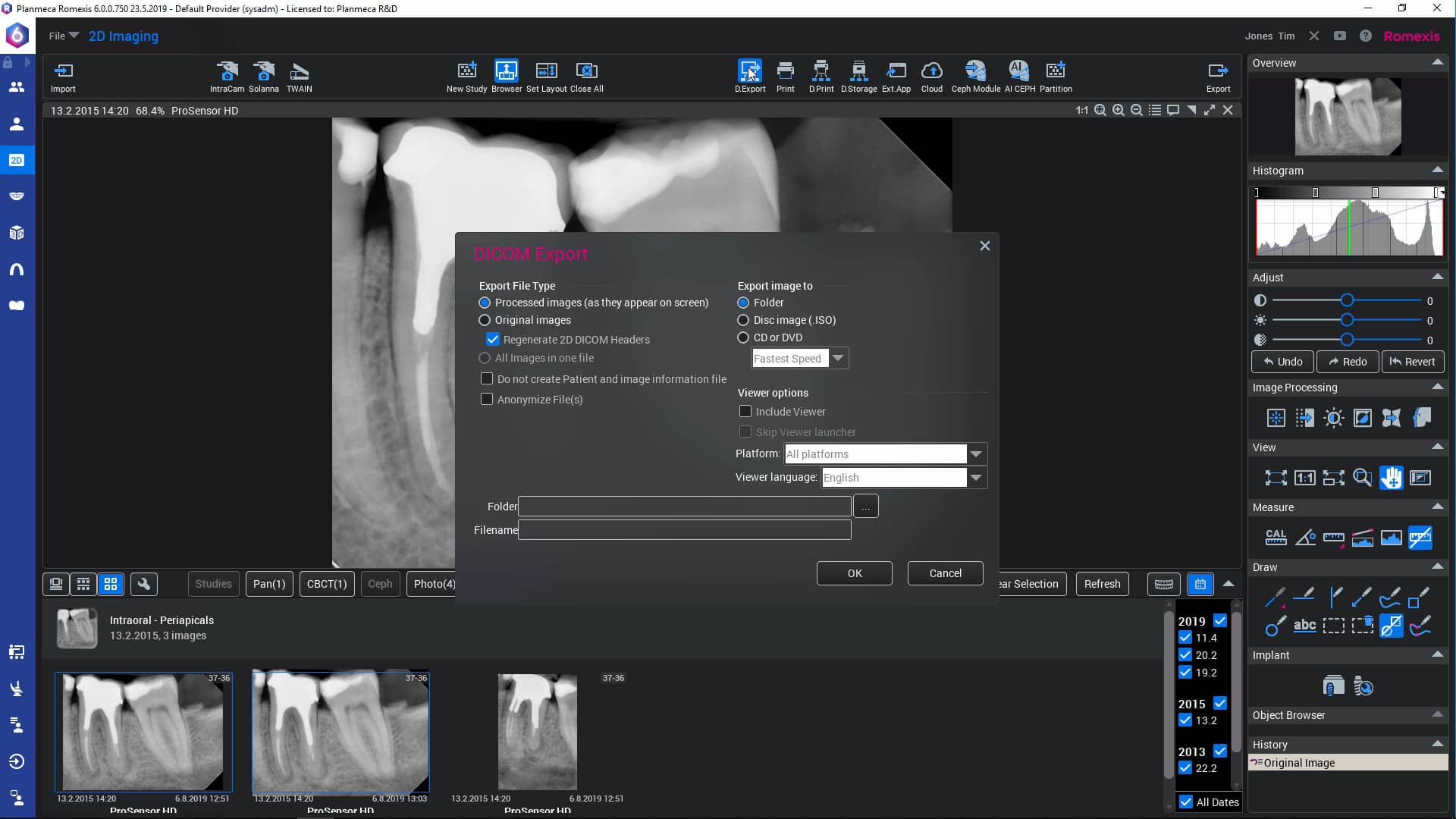 How to - Export 2D image in DICOM format from Planmeca Romexis on Vimeo