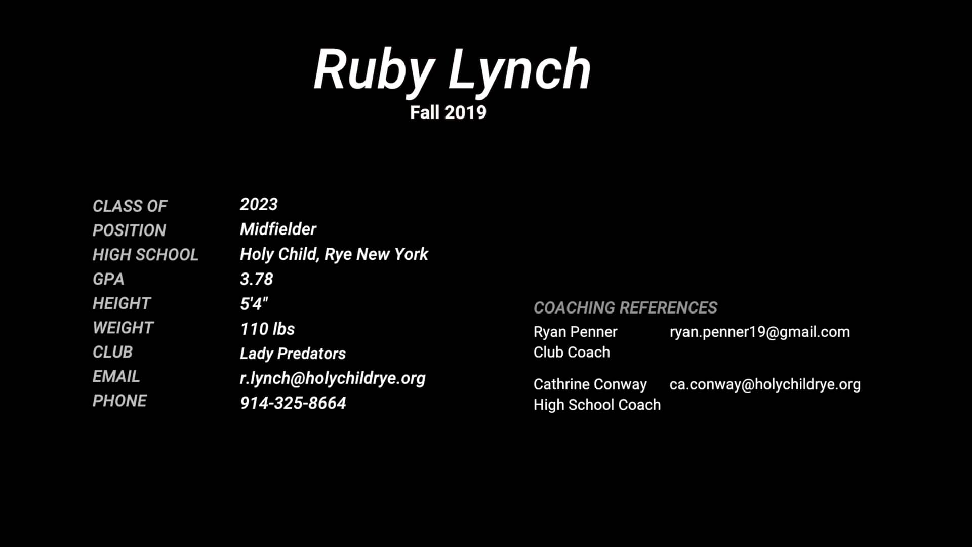 Ruby Lynch Lacrosse Highlights 2020 NLV on Vimeo