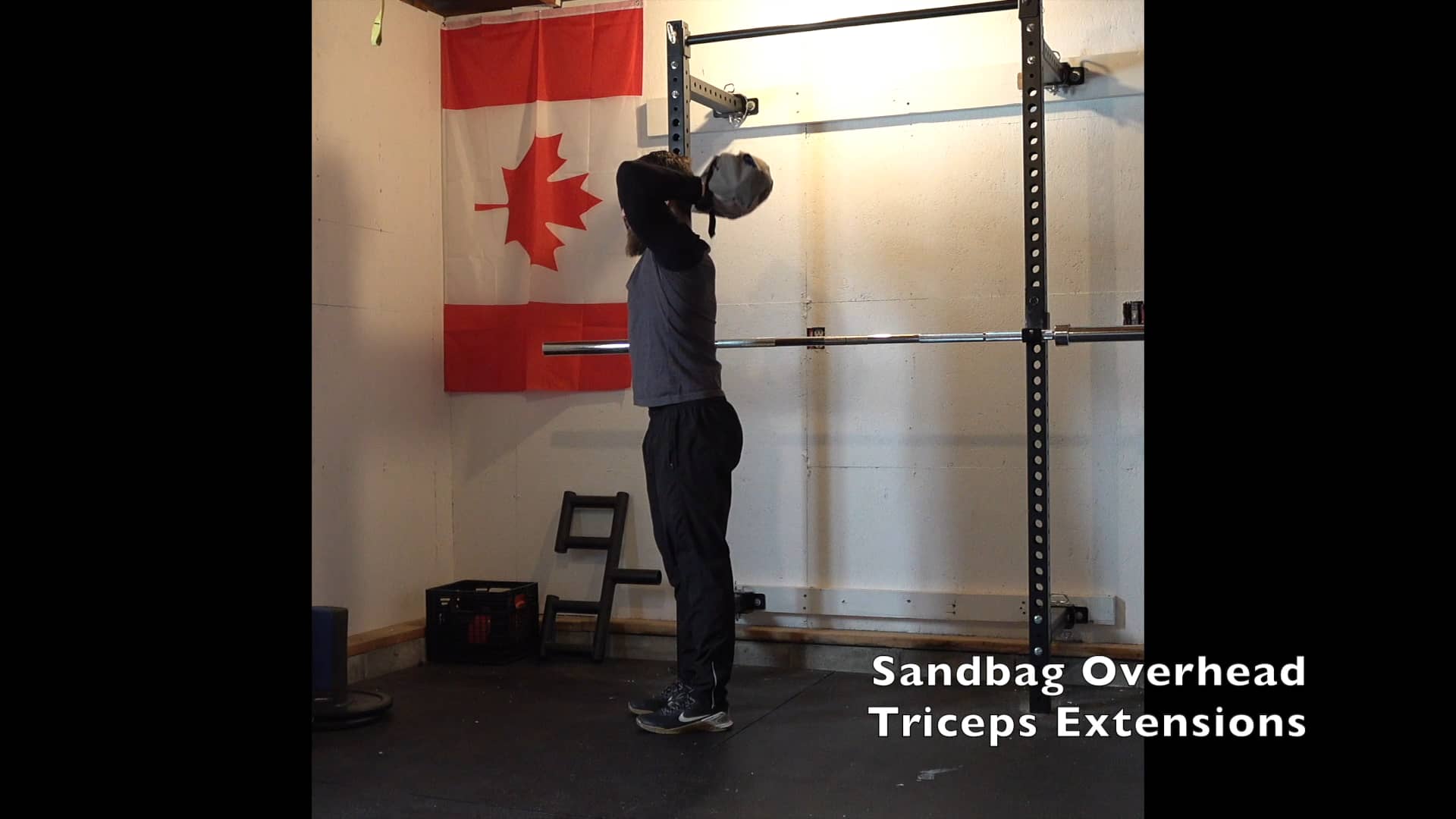Sandbag Overhead Tricep Extensions on Vimeo