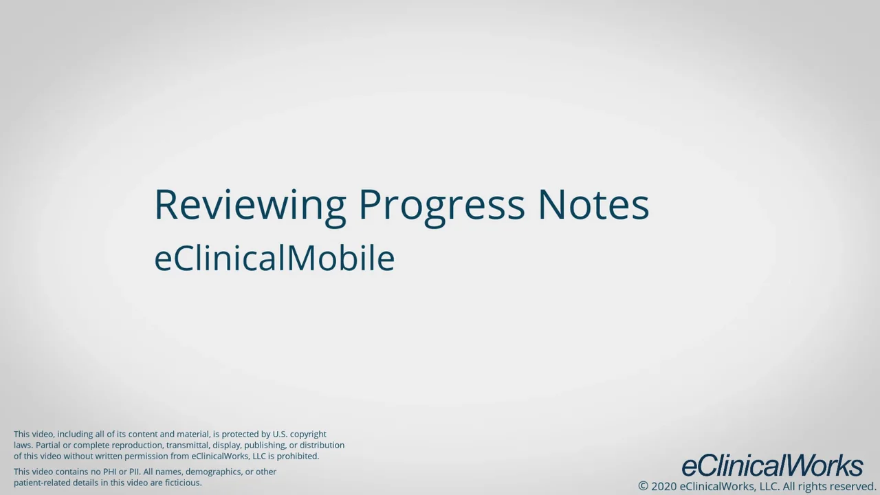 eClinicalMobile - eClinicalWorks Mobile - Review Progress Notes on Vimeo