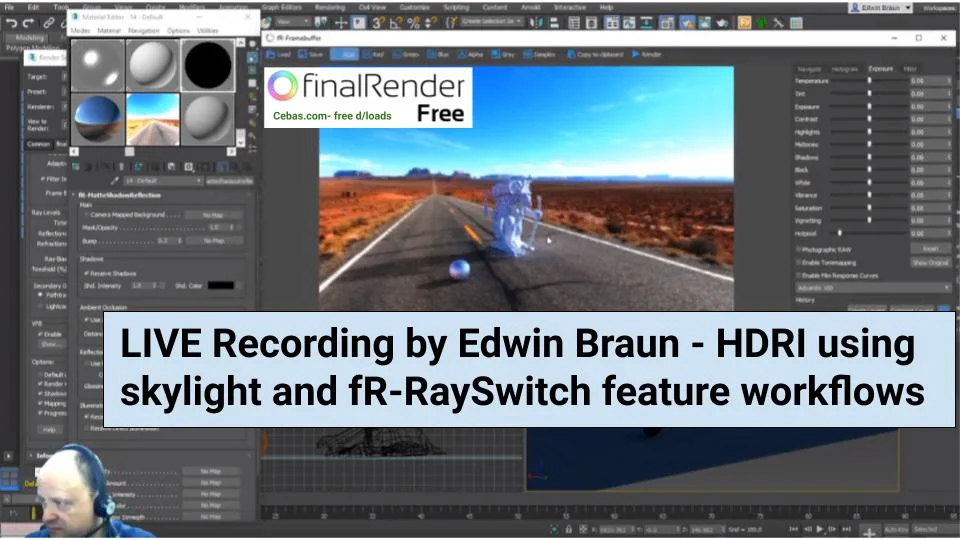 finalRender New Features & Quick Tutorials - Edwin Braun Live Recording How to Setup HDRI ...