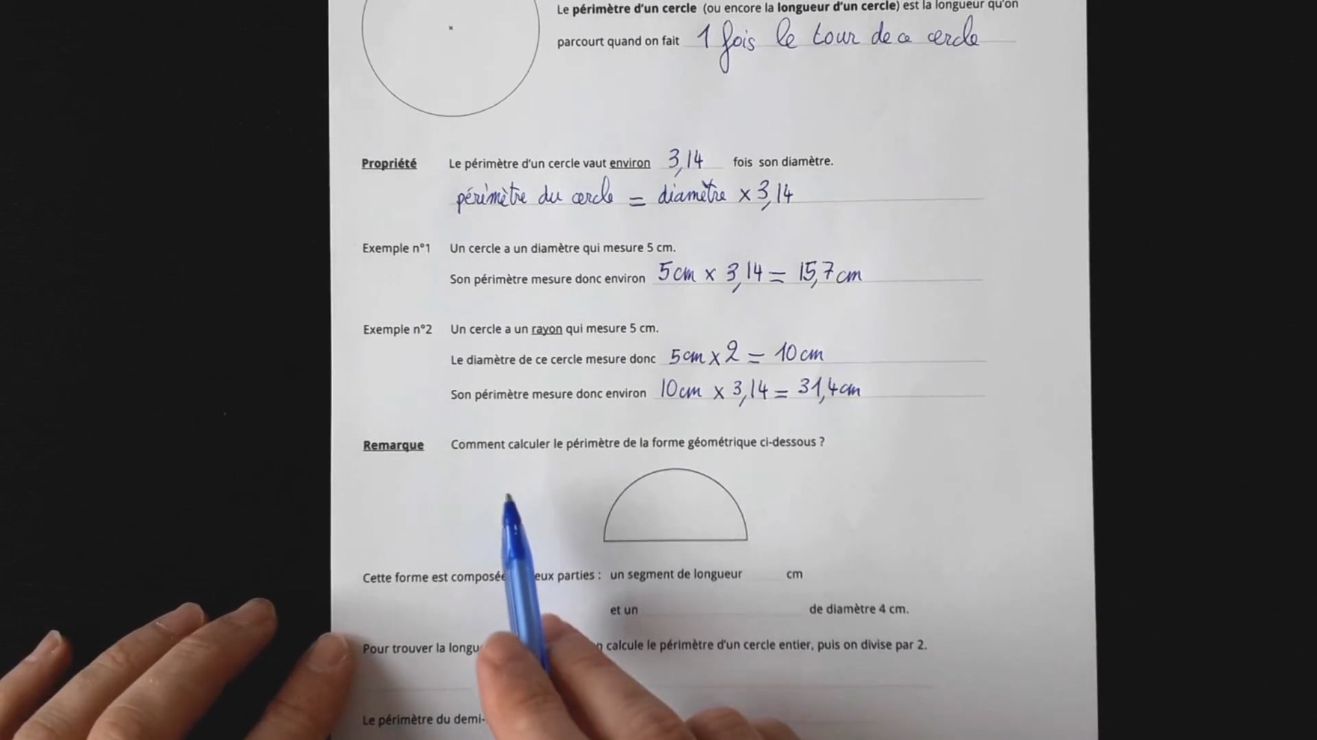6EME - COURS Périmètre d'un demi-disque