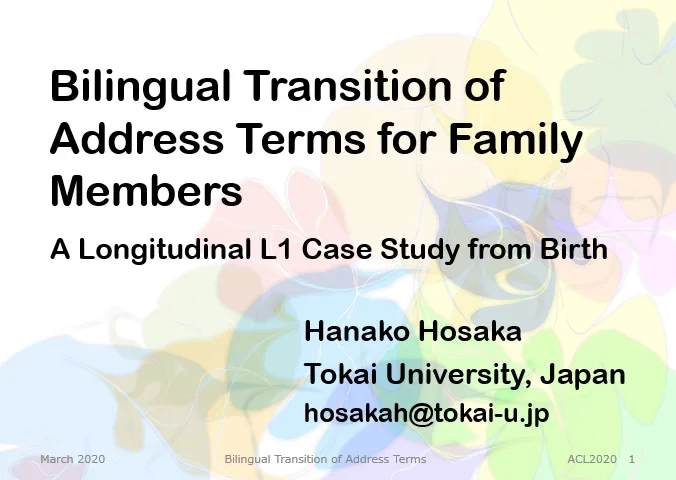 Bilingual Transition of Address Terms for Family Members: A ...