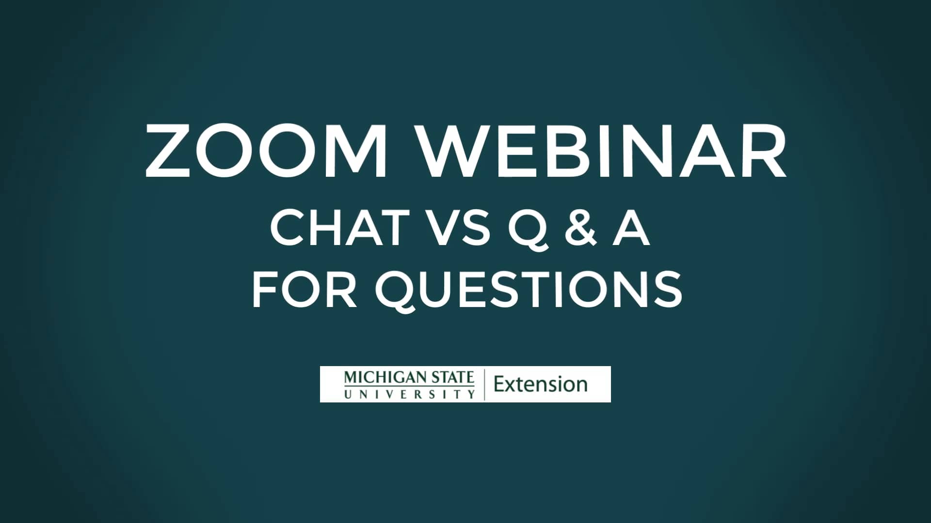 Zoom Webinar: Chat vs Q & A on Vimeo