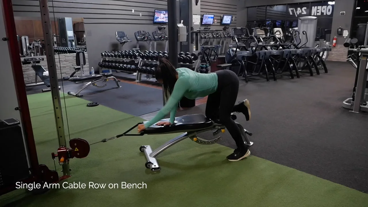 Single Arm Cable Row on Bench