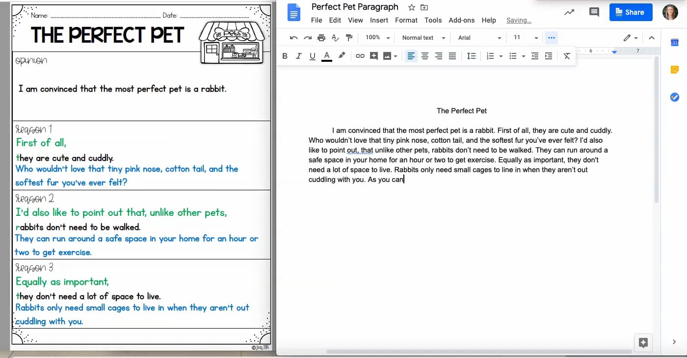 Writing: Perfect Pet Paragraph Google Classroom 1 on Vimeo