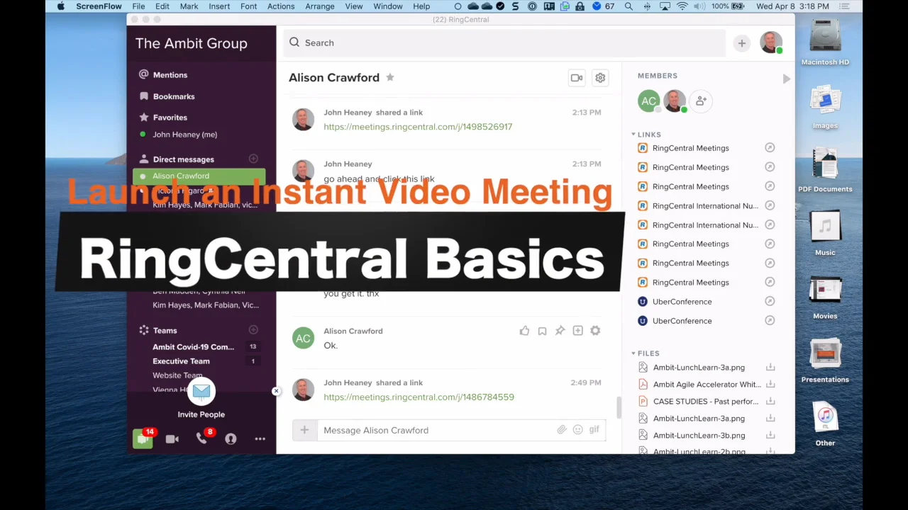 RingCentral Basics - Launch an Instant Video Meeting on Vimeo