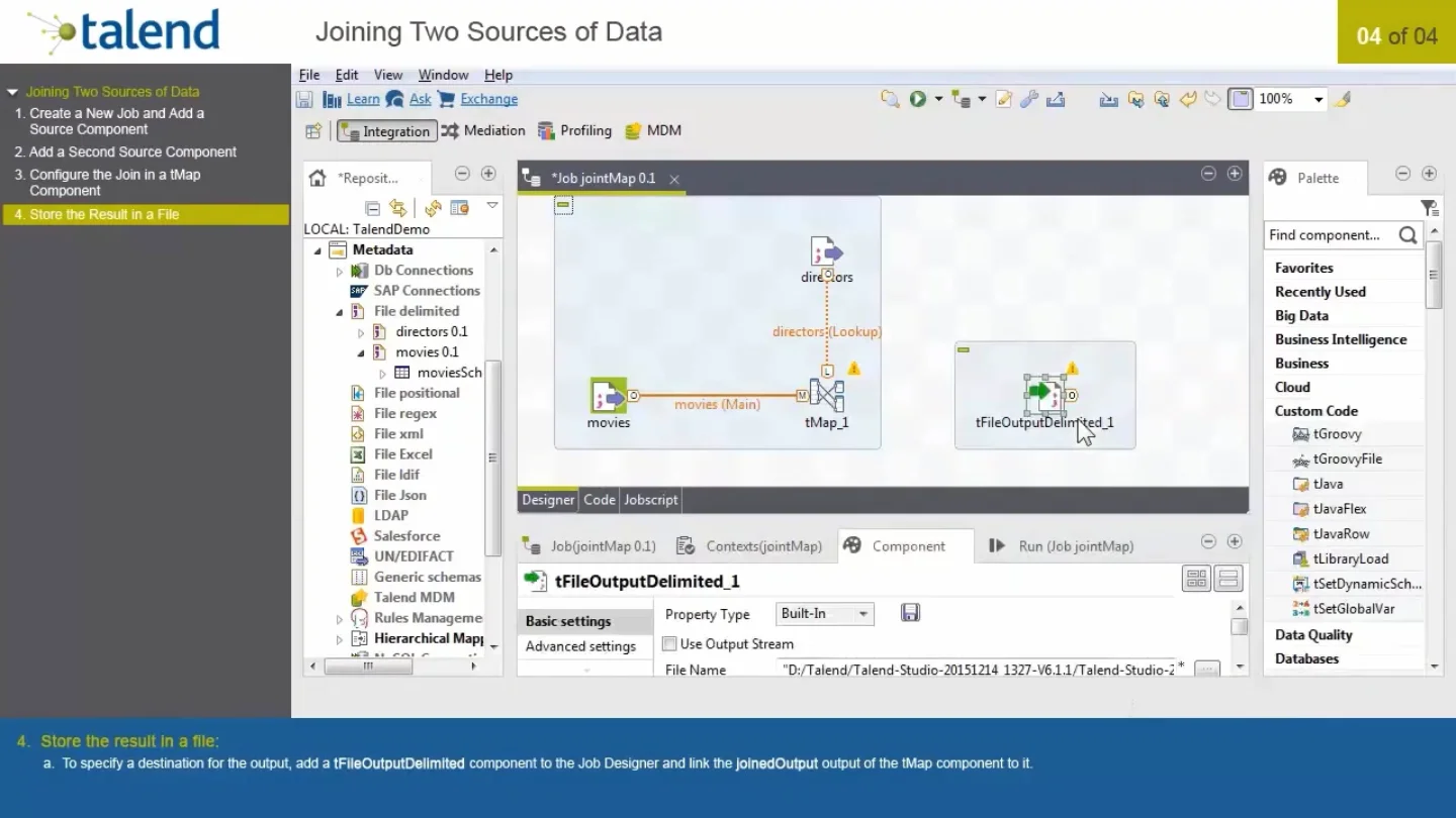 Joining two data sources with the tMap component