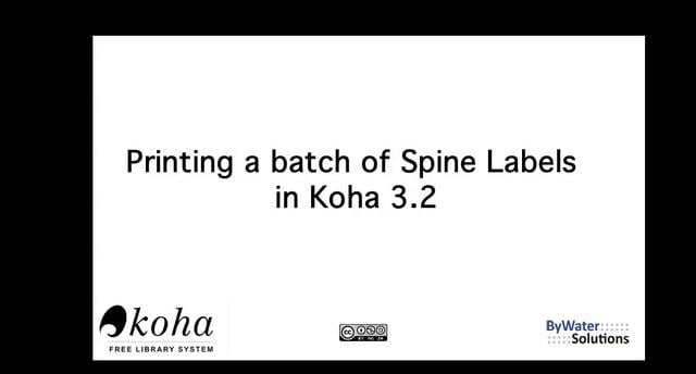 Creating a Spine Label Batch in Koha 3.2 on Vimeo