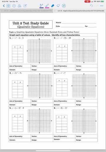 Algebra 1 Unit 8 Study Guide Quadratic Equations on Vimeo