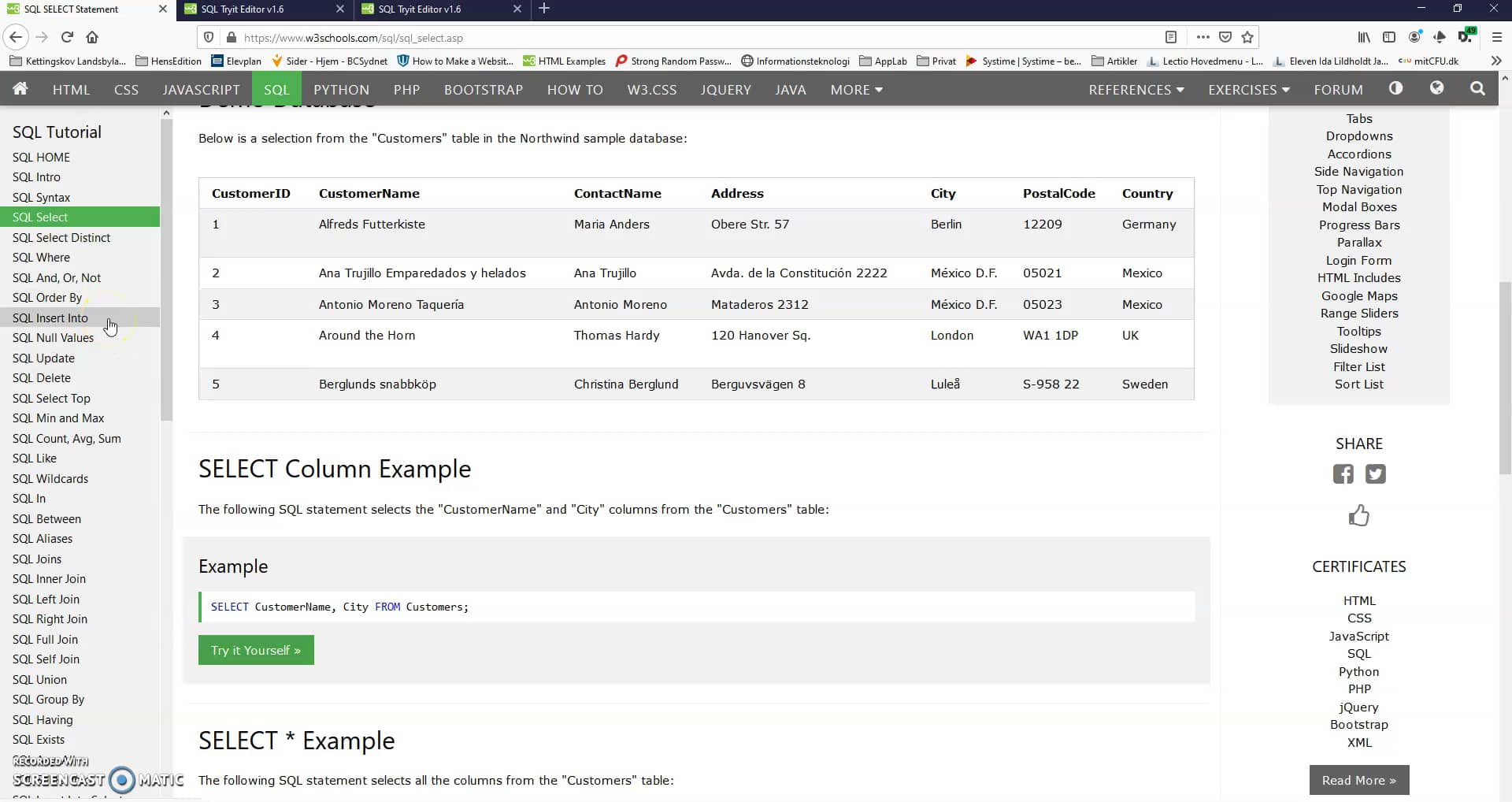 Intro til w3schools og SQL on Vimeo