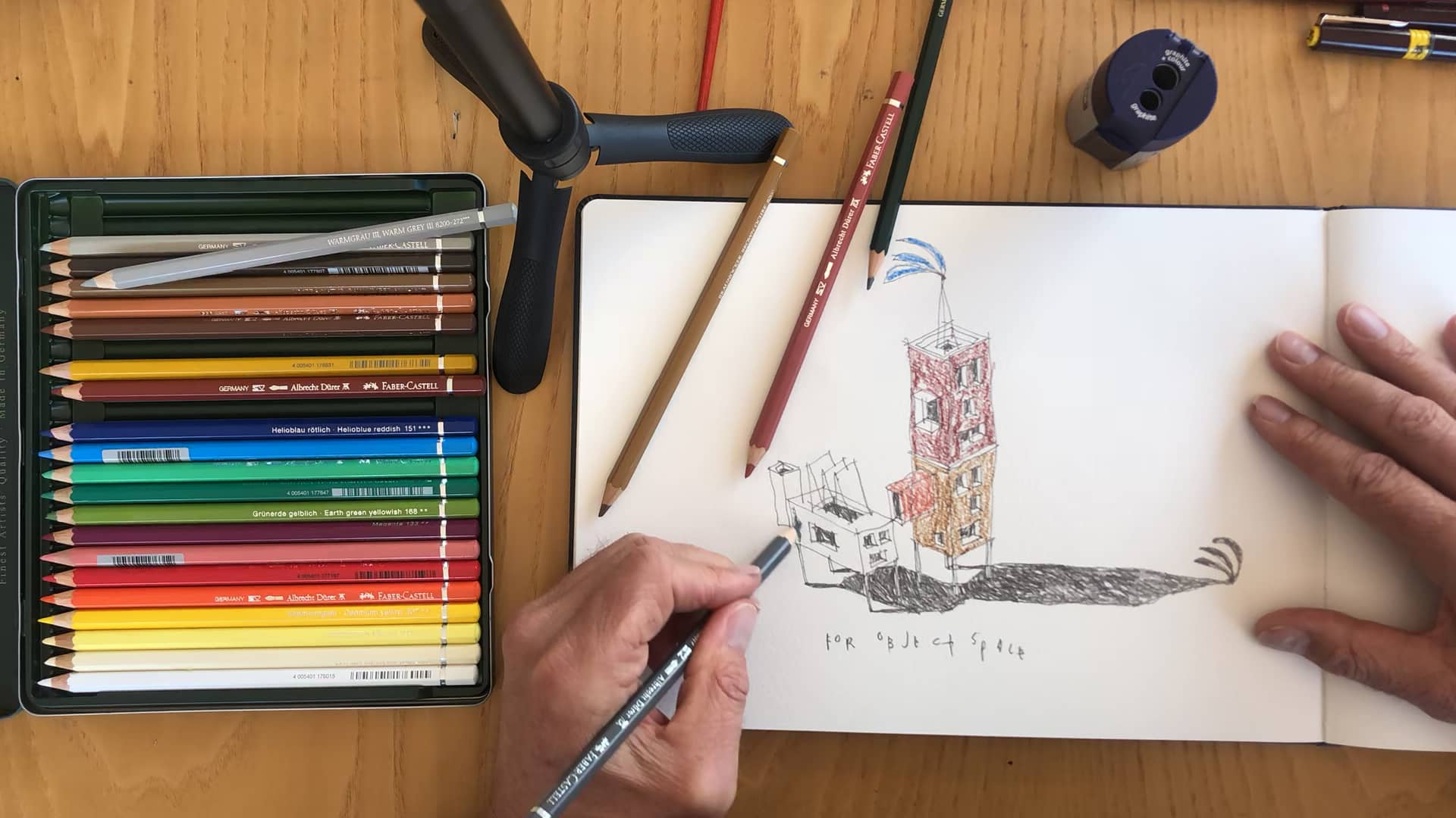 How to: A Maker's Guide - Draw a Building (using pencils and coloured ...